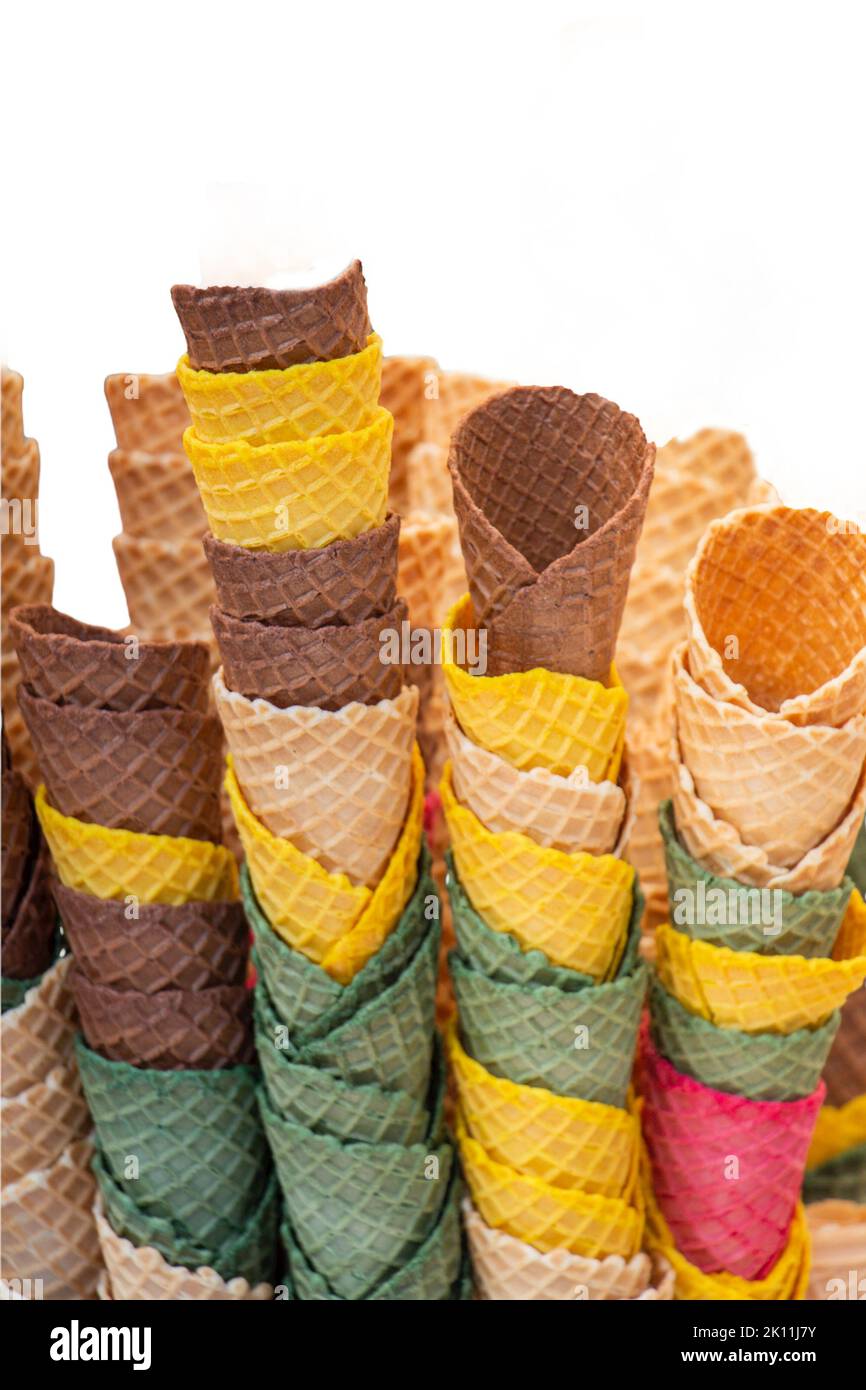 Set of Empty ice cream cones isolated on white background Stock Photo ...
