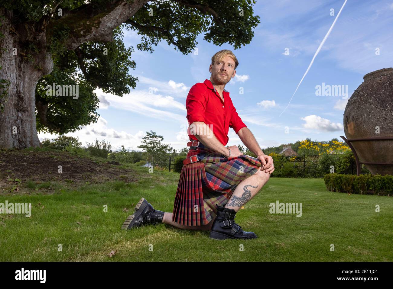 Kiltmaker Graeme Bone , wearing the Prince’s Foundation tartan, beside ...