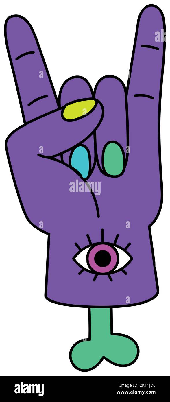 Isolated colored 60s groovy hand emote graffiti Vector Stock Vector ...