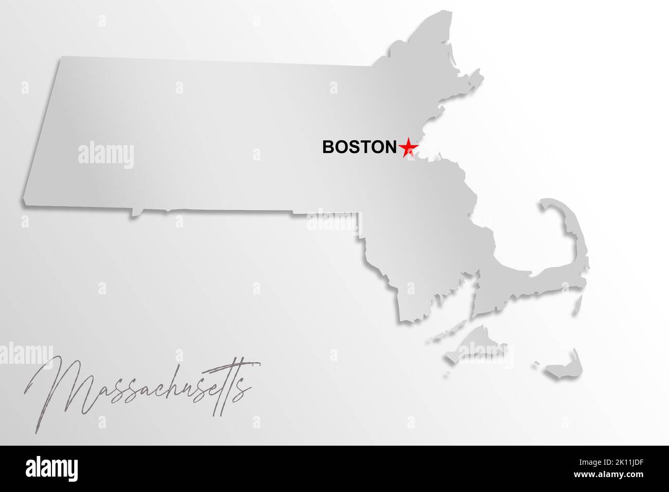 Massachusetts map isolated on white background, 3d rendering Stock ...