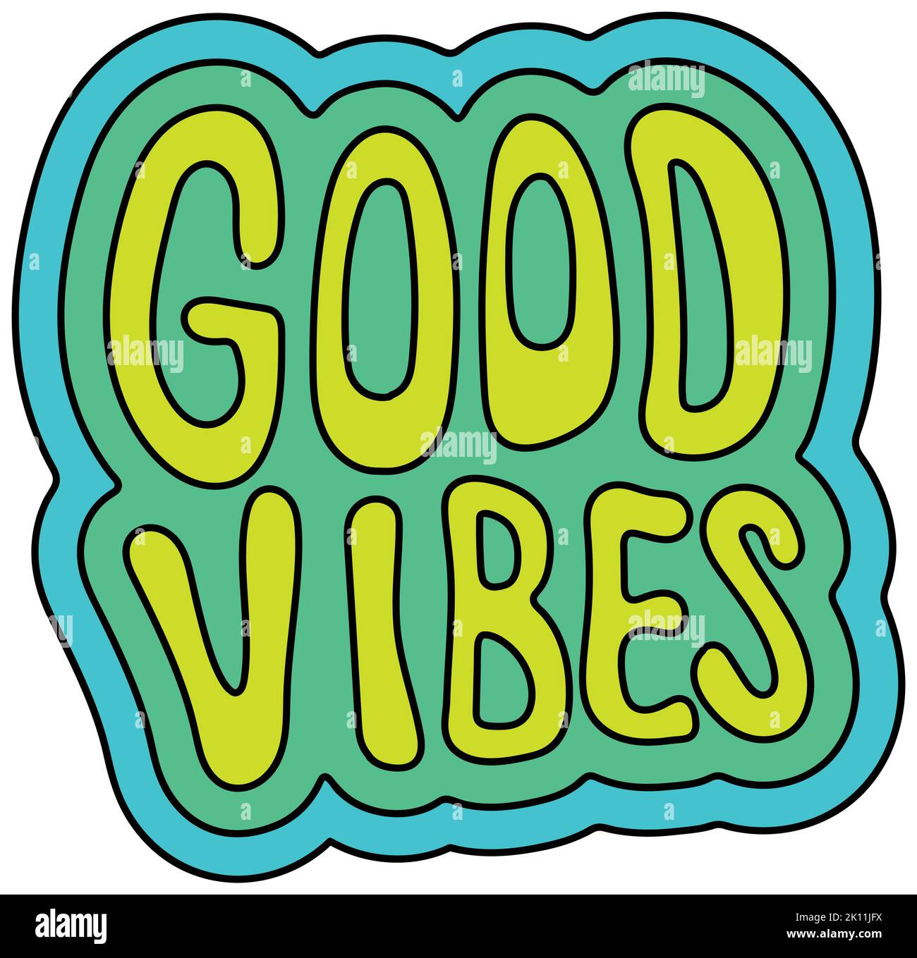 Isolated colored 60s groovy good vibes text Vector Stock Vector Image ...