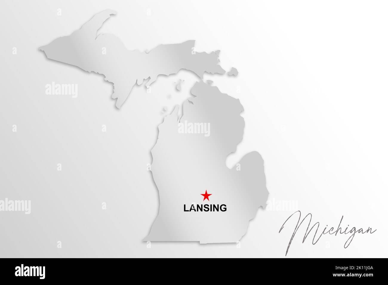 Michigan map isolated on white background, 3d rendering Stock Photo - Alamy