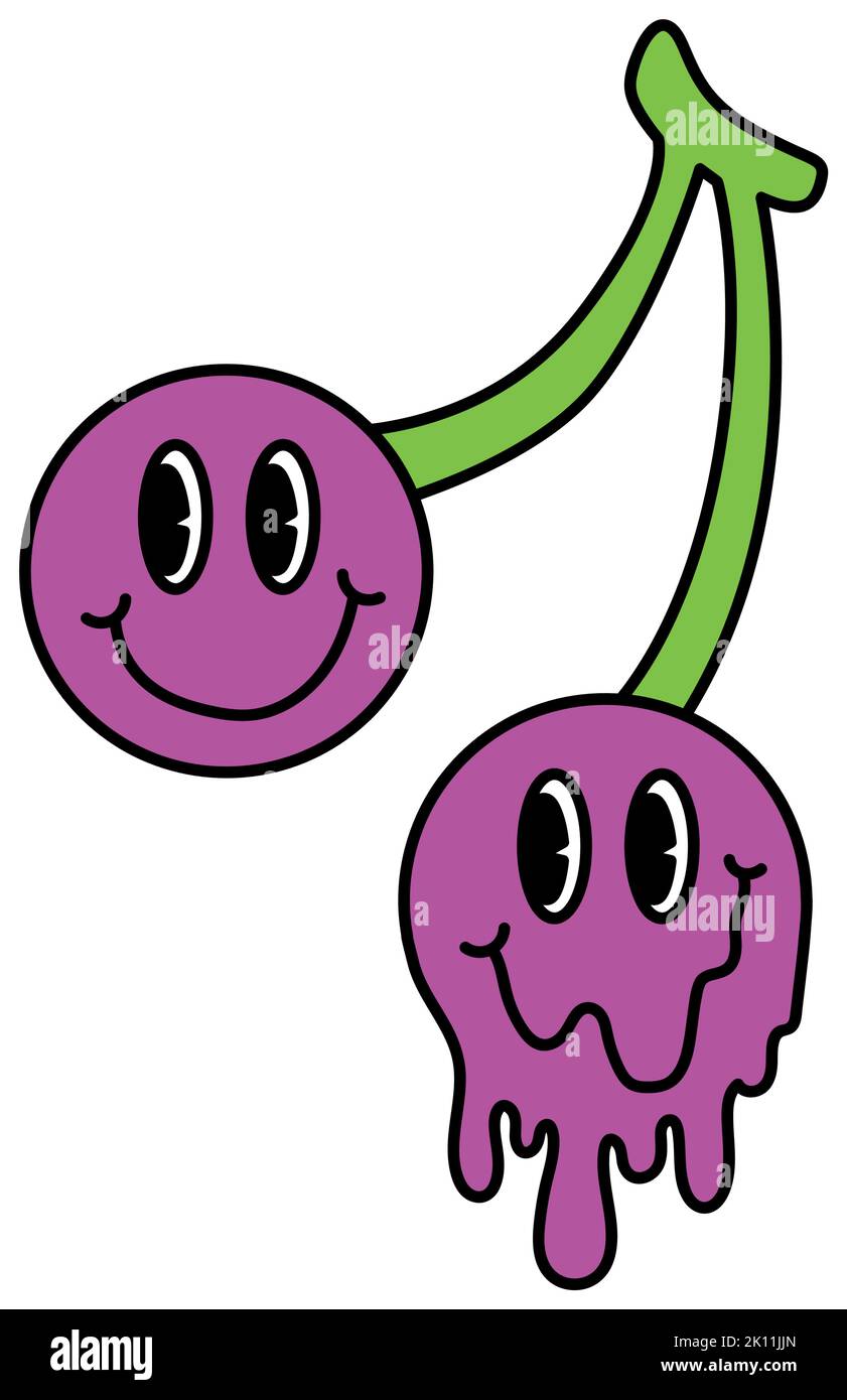 Isolated colored 60s groovy cherry emote Vector Stock Vector Image ...