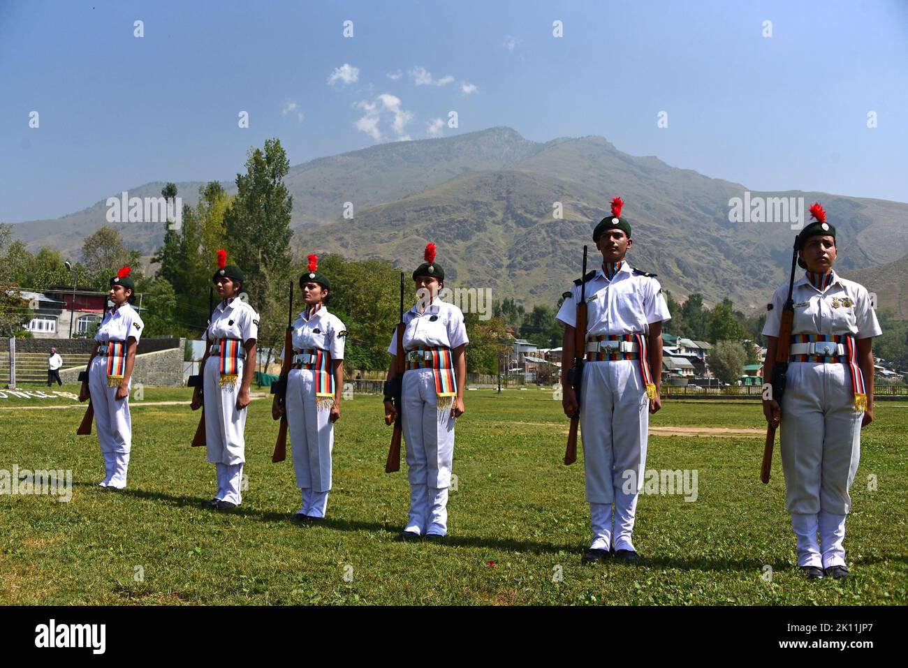 GANDERBAL, INDIA - SEPTEMBER 14: Members of National Cadet Corps (NCC ...