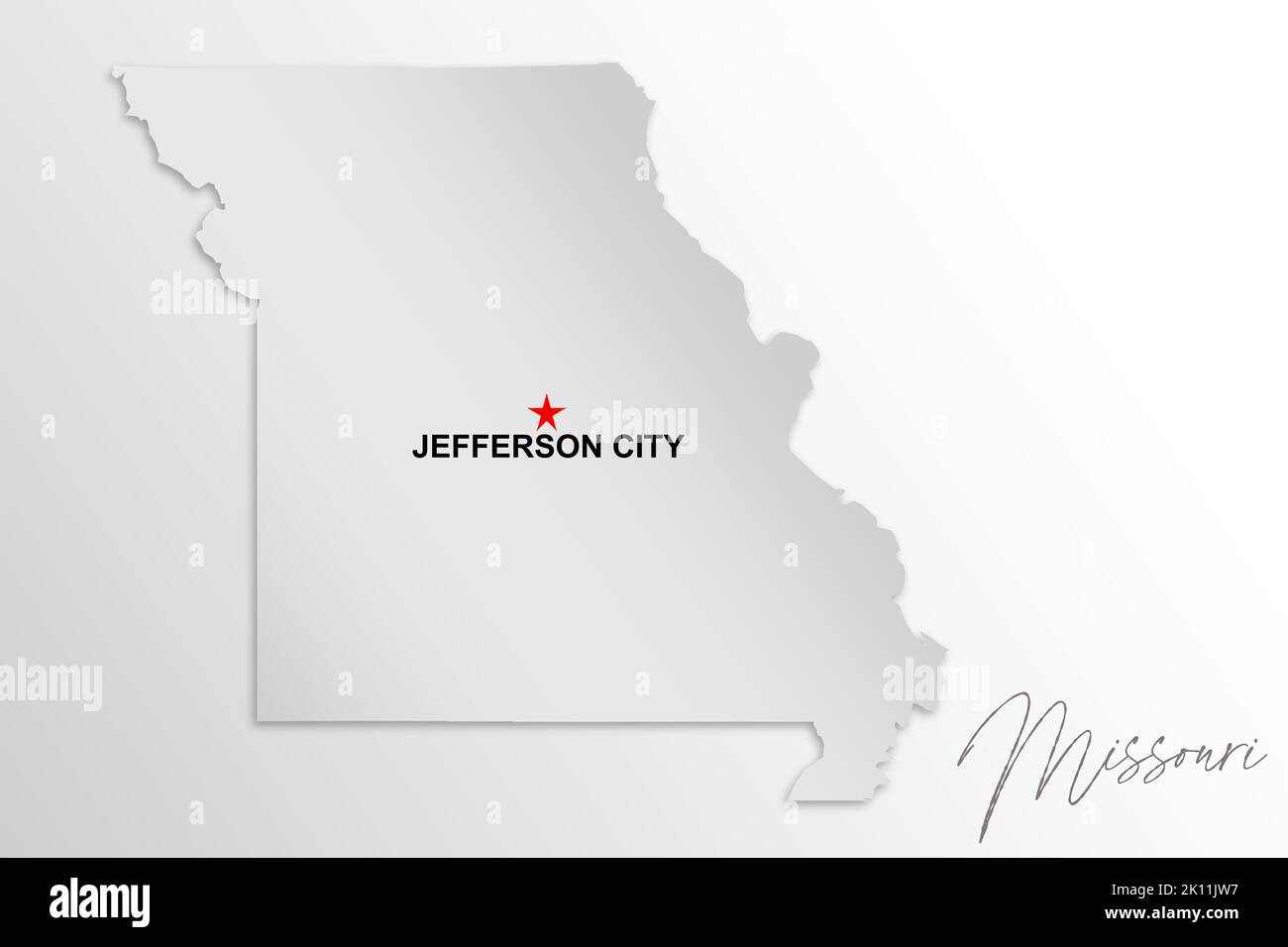 Missouri map isolated on white background, 3d rendering Stock Photo - Alamy