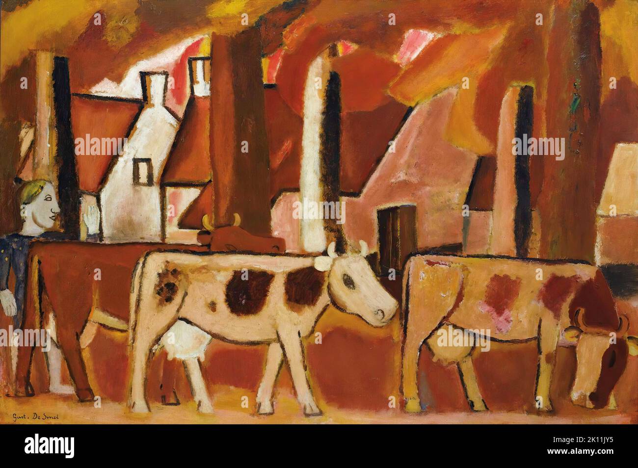 Gustave De Smet - Cows Being Led to the Cow Shed - 1930-1933 Stock ...