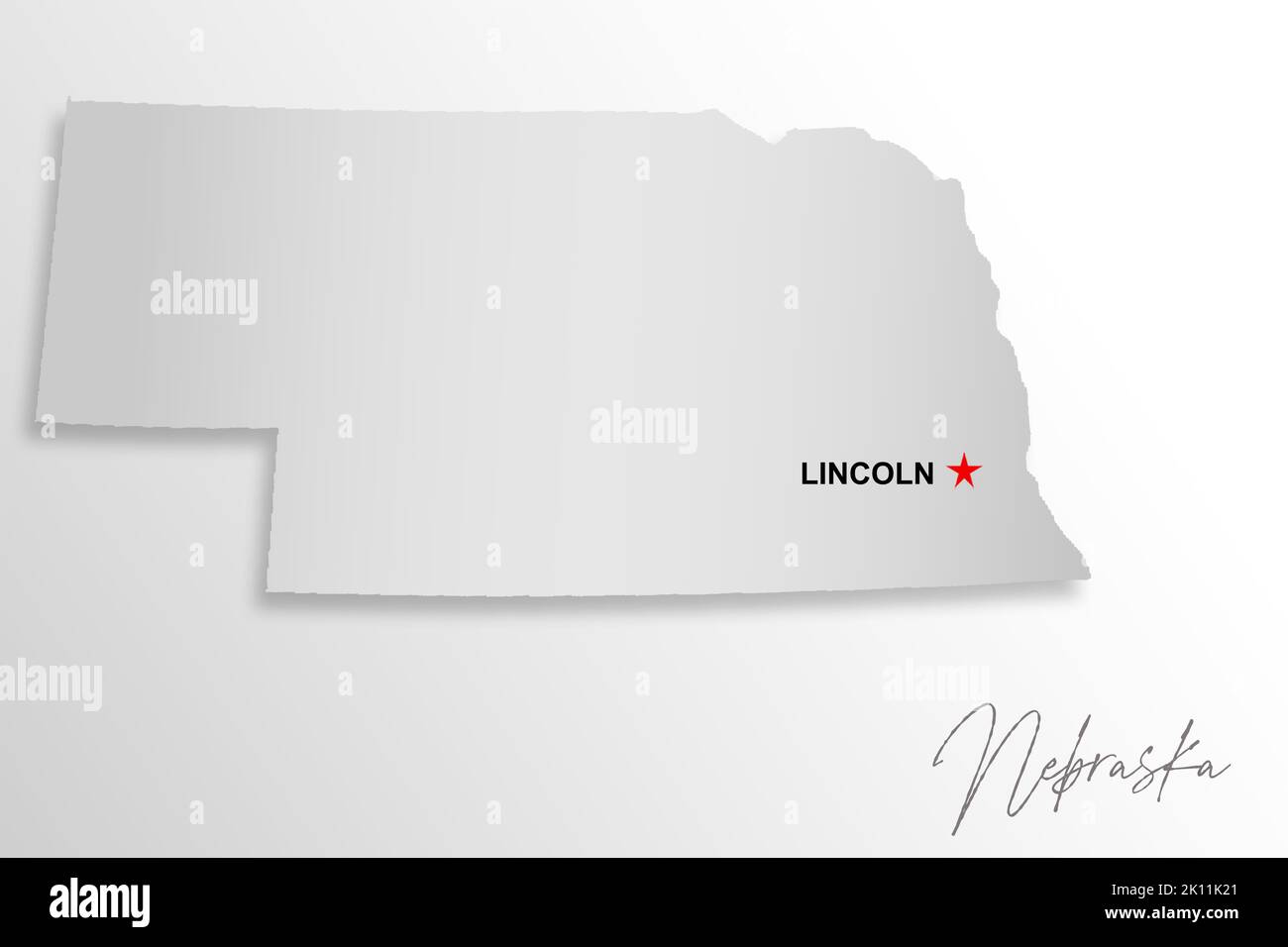Nebraska map isolated on white background, 3d rendering Stock Photo - Alamy