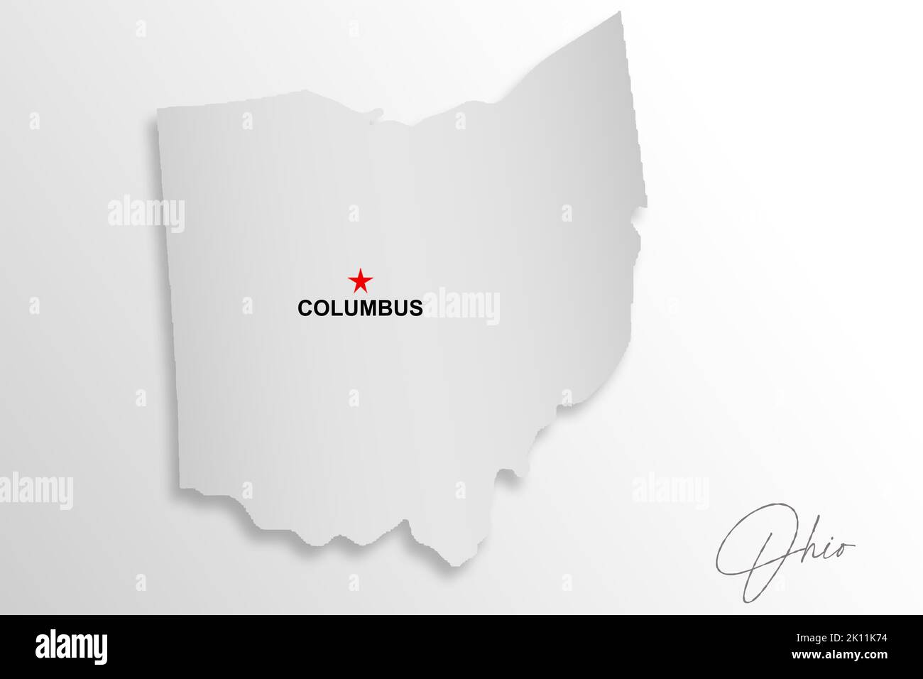 Ohio map isolated on white background, 3d rendering Stock Photo - Alamy