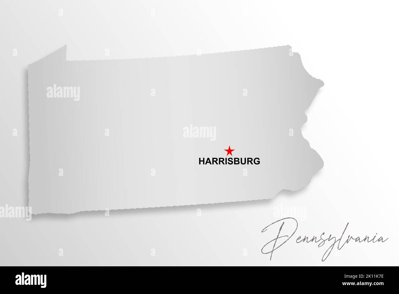 Pennsylvania map isolated on white background, 3d rendering Stock Photo ...
