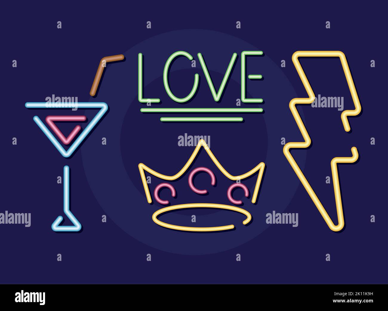 neon love and crown Stock Vector Image & Art - Alamy