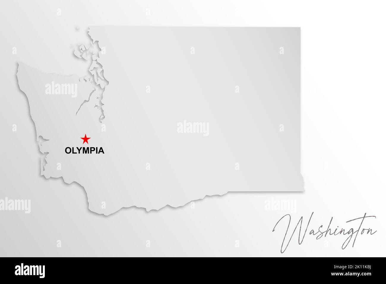 Washington map isolated on white background, 3d rendering Stock Photo ...