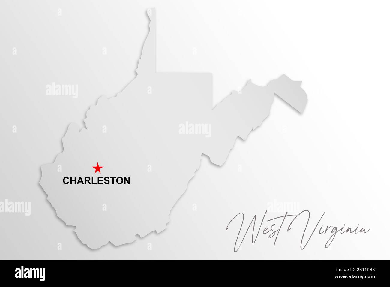West Virginia map isolated on white background, 3d rendering Stock ...
