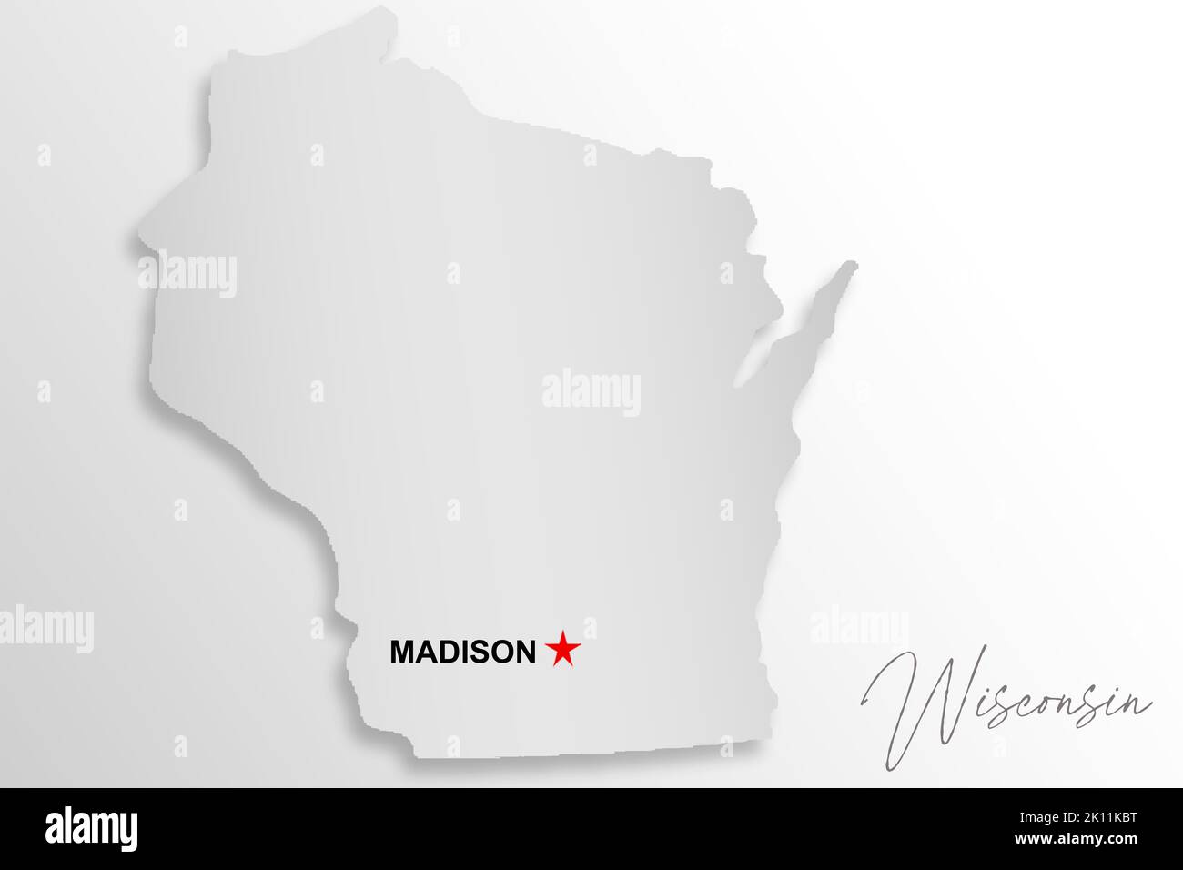 Wisconsin map isolated on white background, 3d rendering Stock Photo ...