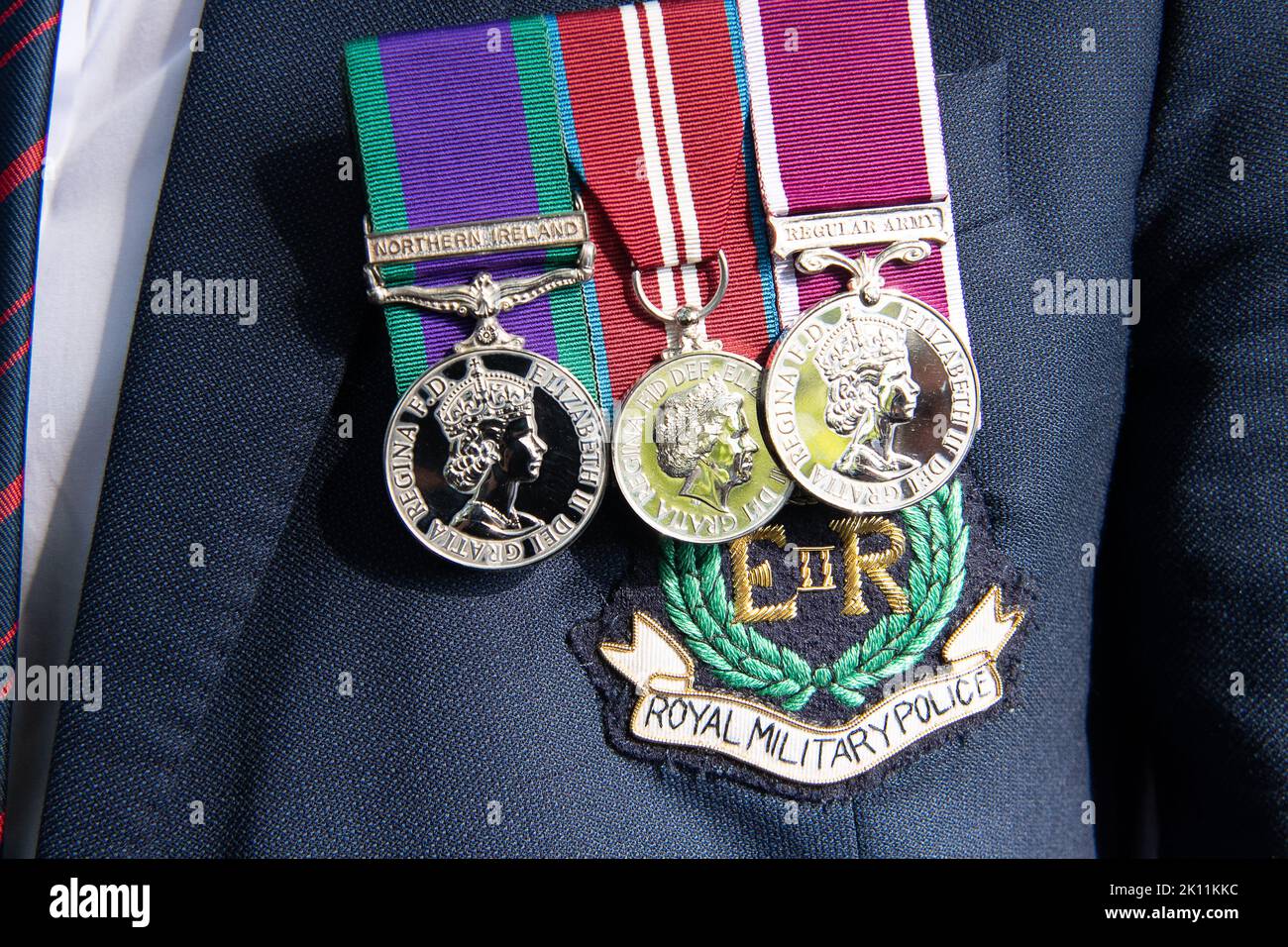 London, UK. 14th September, 2022. Retired Military Police wear their ...