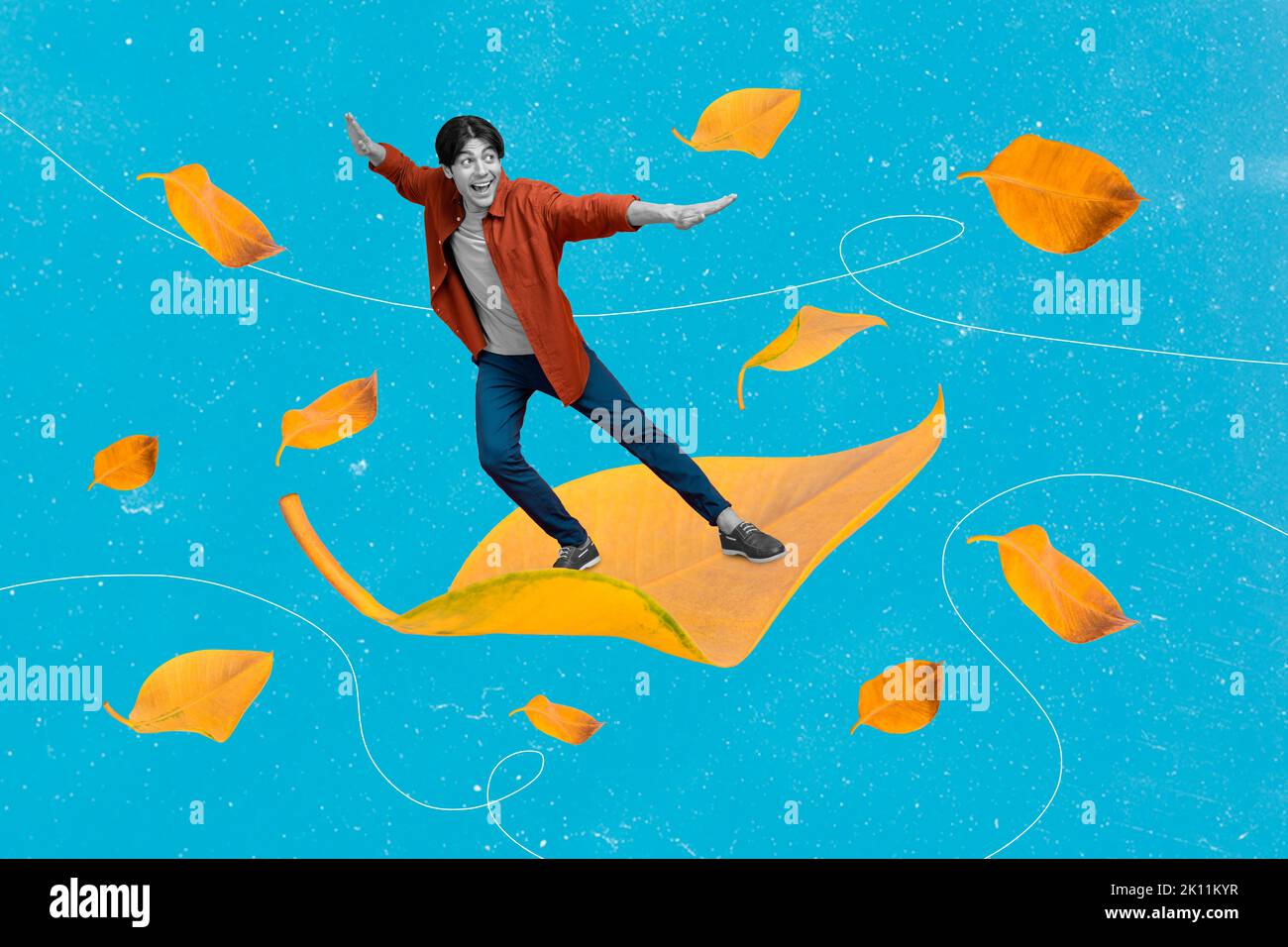 Exclusive minimal magazine sketch collage of happy funky funny small ...