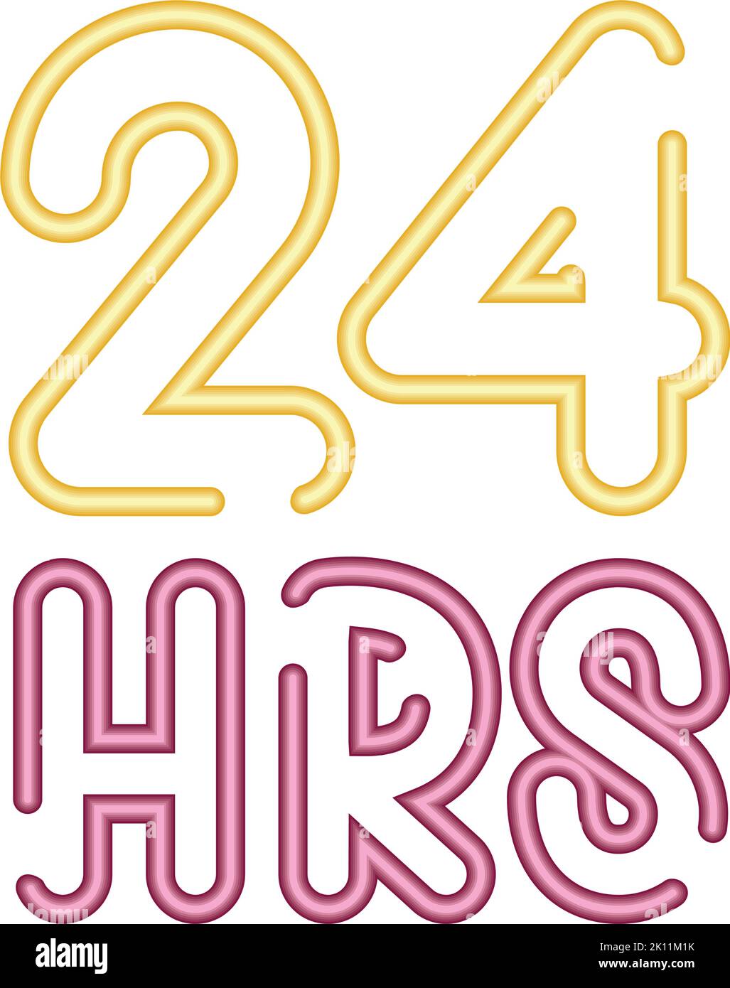 neon 24 hours lettering Stock Vector Image & Art - Alamy
