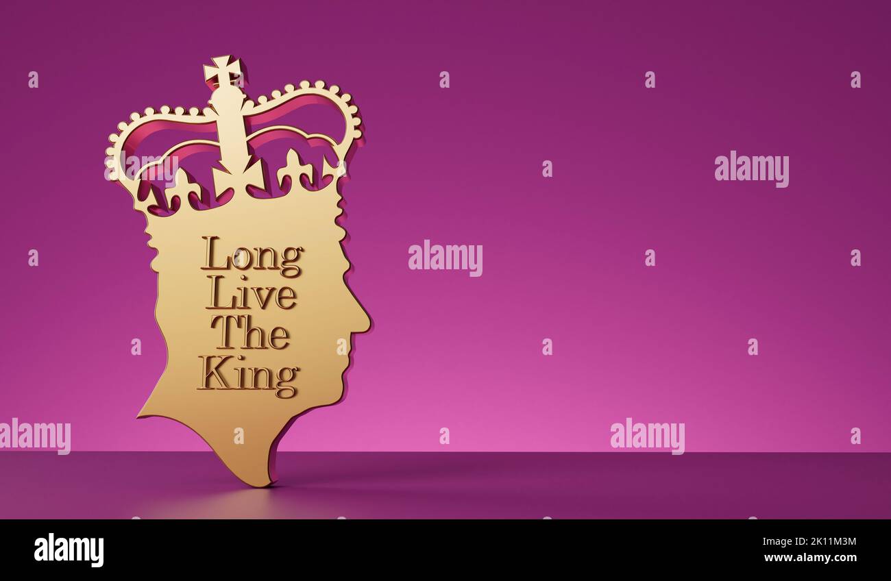 London, UK - September 2022: Side profile silhouette of King Charles ...