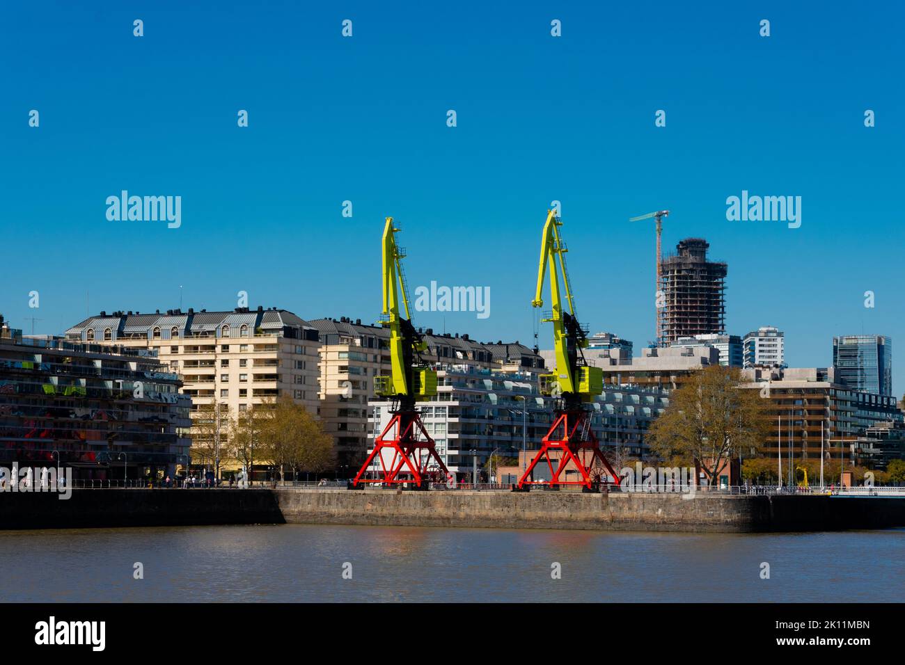 Buenos Aires, Argentina. September 04, 2022. Big old cranes in Puerto ...