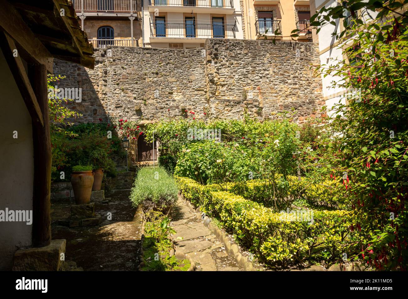 Sunny day in small fisherman's village Getaria near San Sebastian city ...