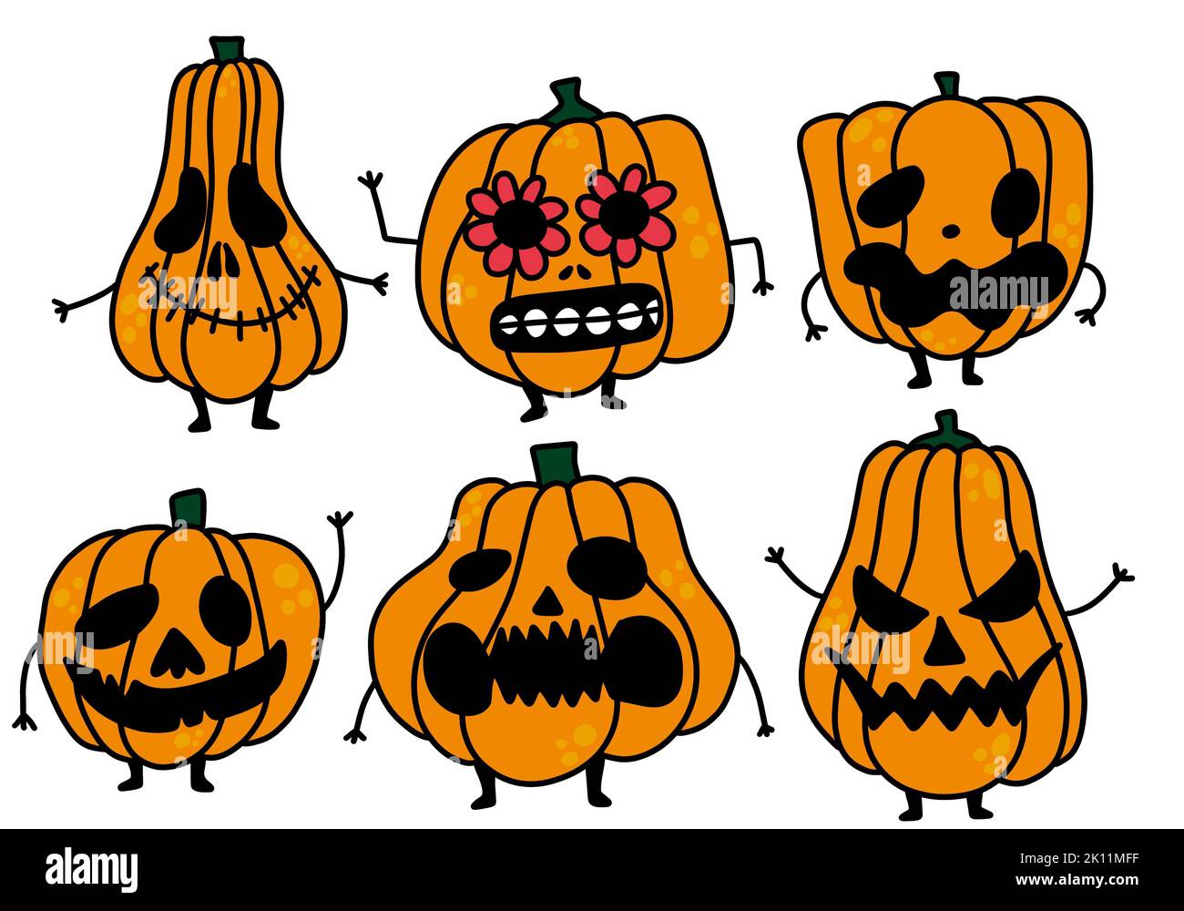Halloween cartoon pumpkins set for stickers and fabrics and accessories ...