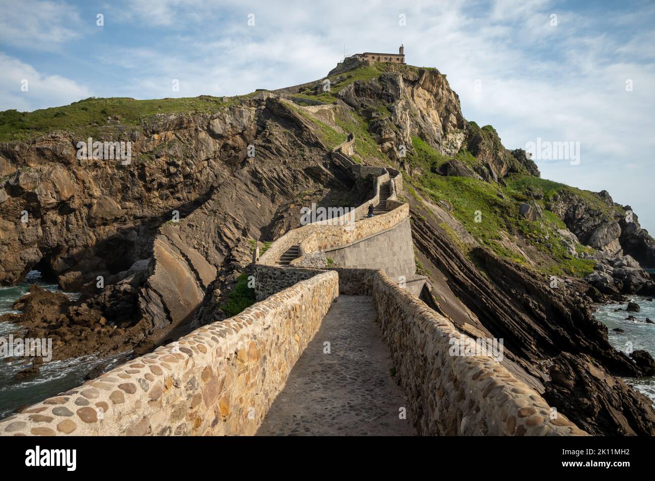 Walking on stone footpath to famous landmark and film location in North ...