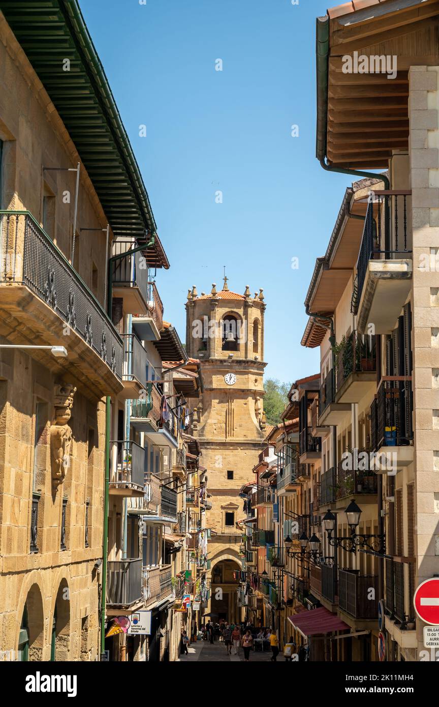 Sunny day in small fisherman's village Getaria near San Sebastian city ...