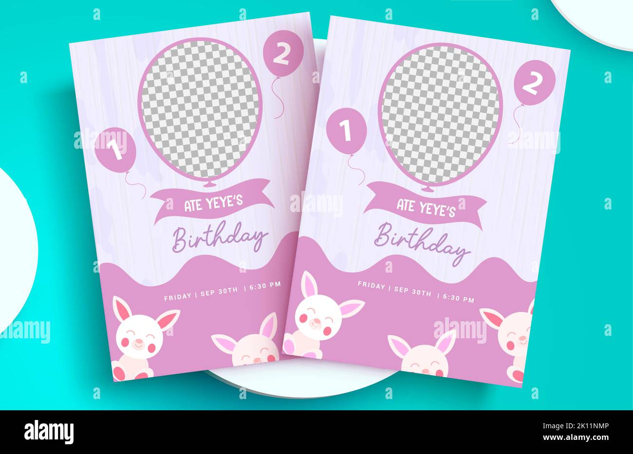 Birthday card vector template design. Birthday invitation postcard with ...