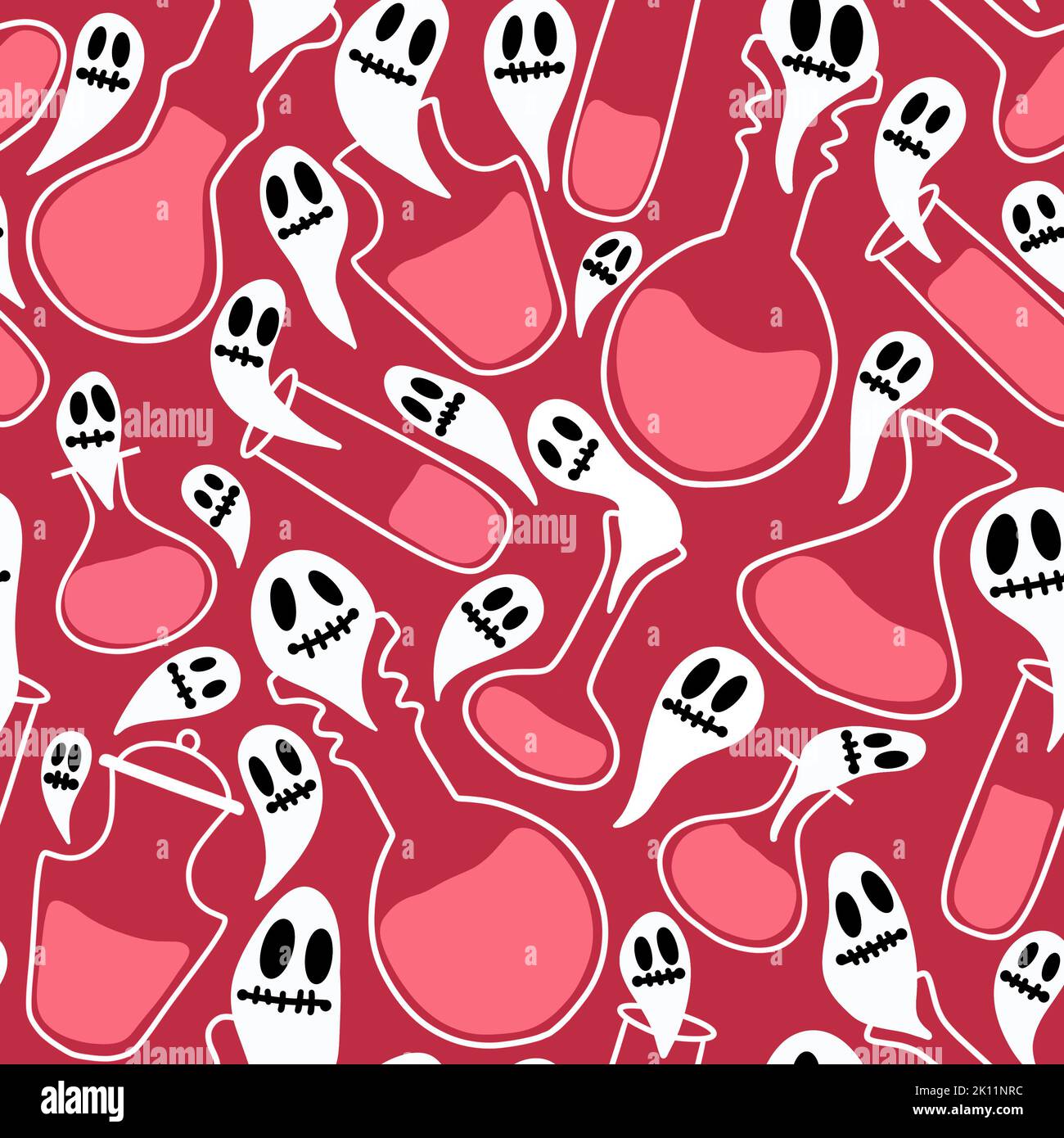 Halloween seamless ghost poison potion witch pattern for wrapping paper ...