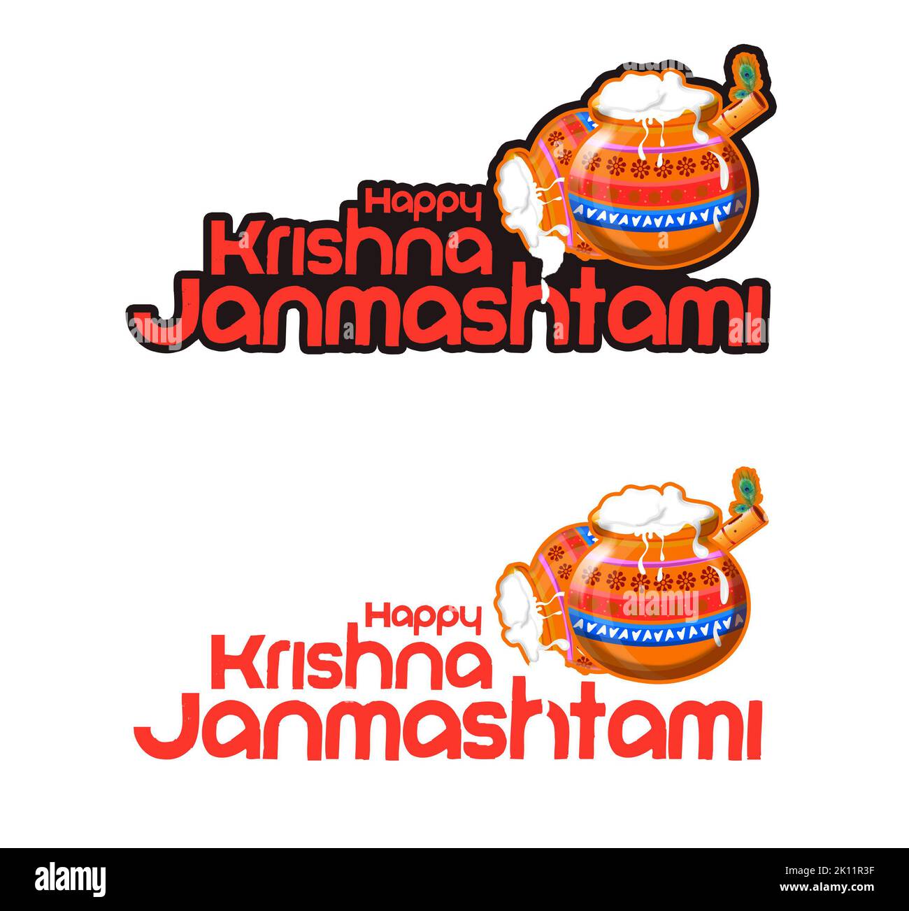Illustration of Hindu festival Happy Krishna Janmashtami festival Text ...