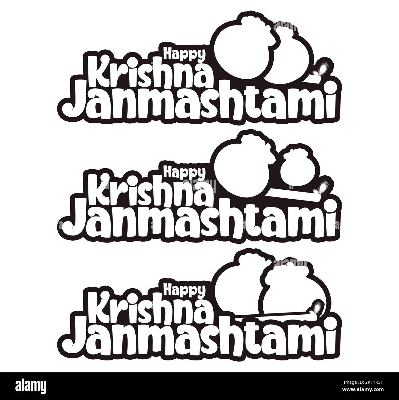 Illustration of Hindu festival Happy Krishna Janmashtami festival Text ...