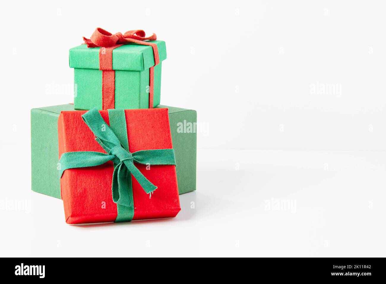 Present. Gift box with a bow. New Year's surprise. Red and green box ...