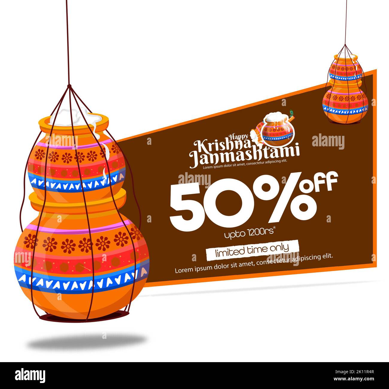 50% offer poster or banner Indian festival Happy Krishna Janmashtami ...