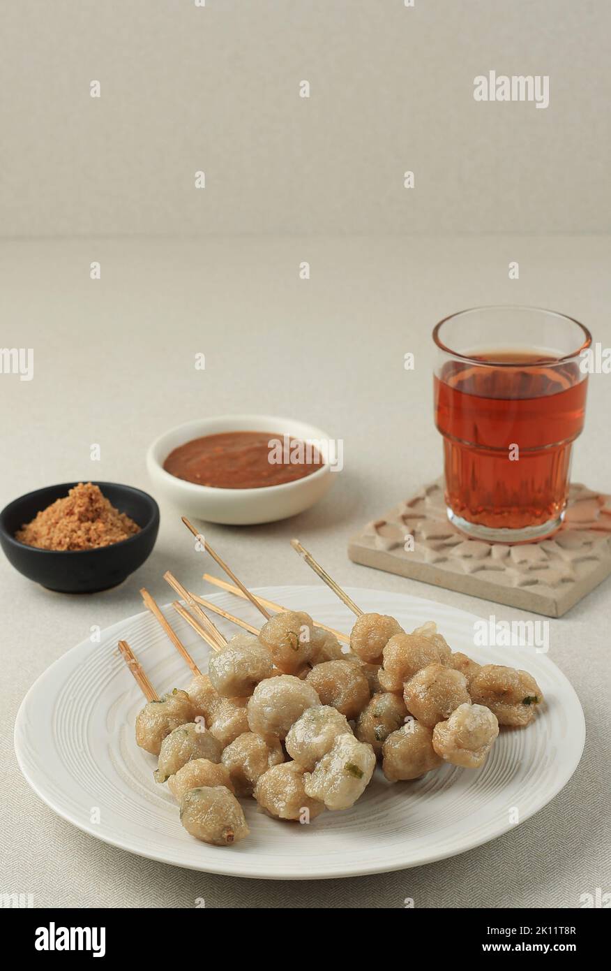 Cilok Tusuk Bumbu Kacang, Deep Fried Tapioca Balls with Spicy Peanut ...