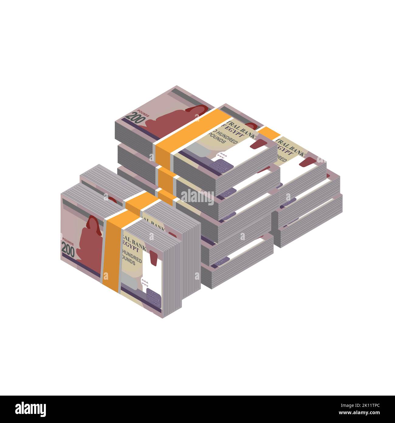 Vector illustration of stacks of Egyptian pound notes. editable and ...