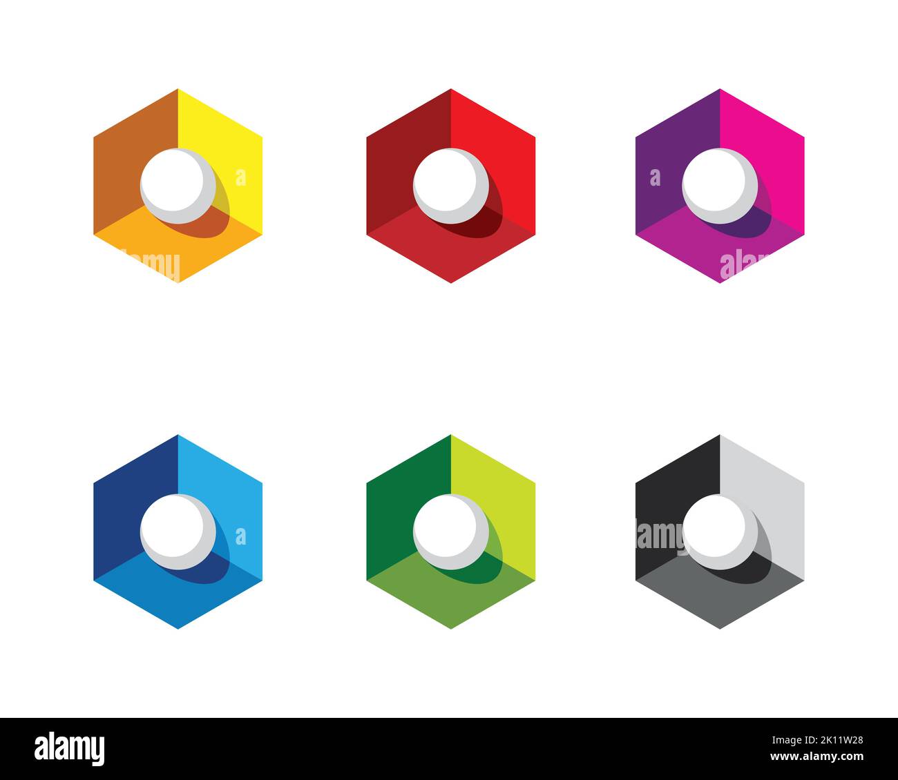 white 3D 3 Dimensional isometric globe ball sphere inside red hexagon ...