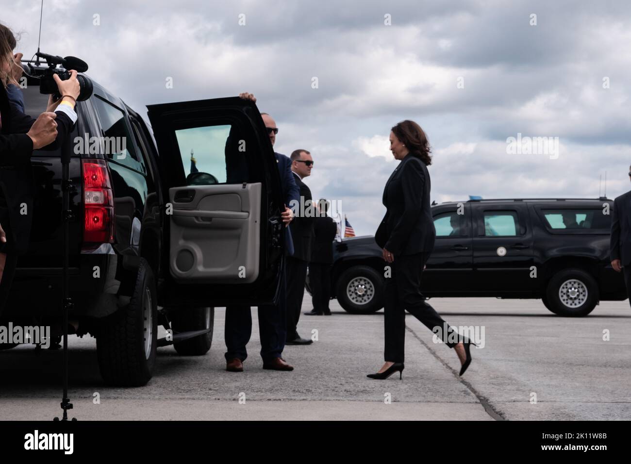 United States Vice President Kamala Harris walks to her limo at Buffalo ...