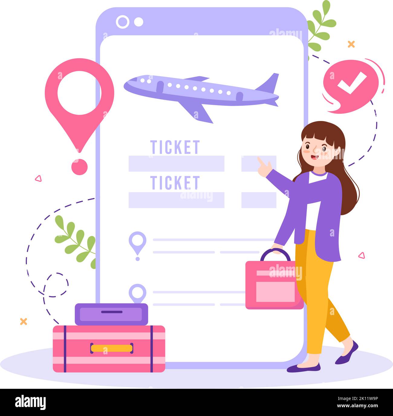 Ticket Travel Online Booking Service App on Smartphone Template Hand ...