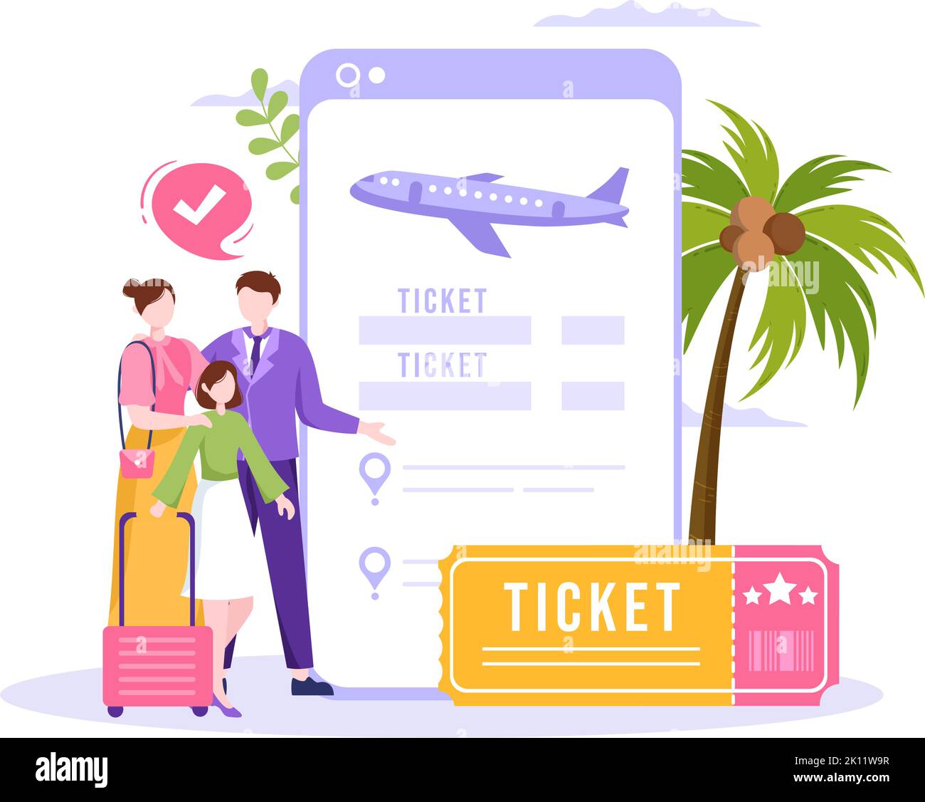 Ticket Travel Online Booking Service App on Smartphone Template Hand ...
