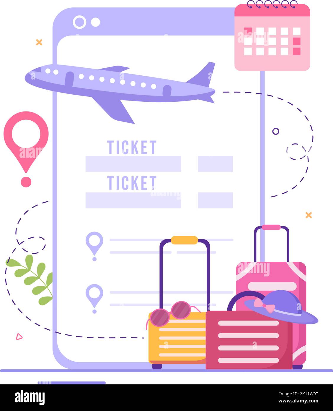 Ticket Travel Online Booking Service App on Smartphone Template Hand ...