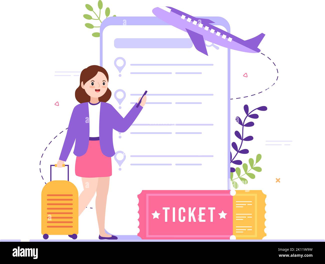 Ticket Travel Online Booking Service App on Smartphone Template Hand ...
