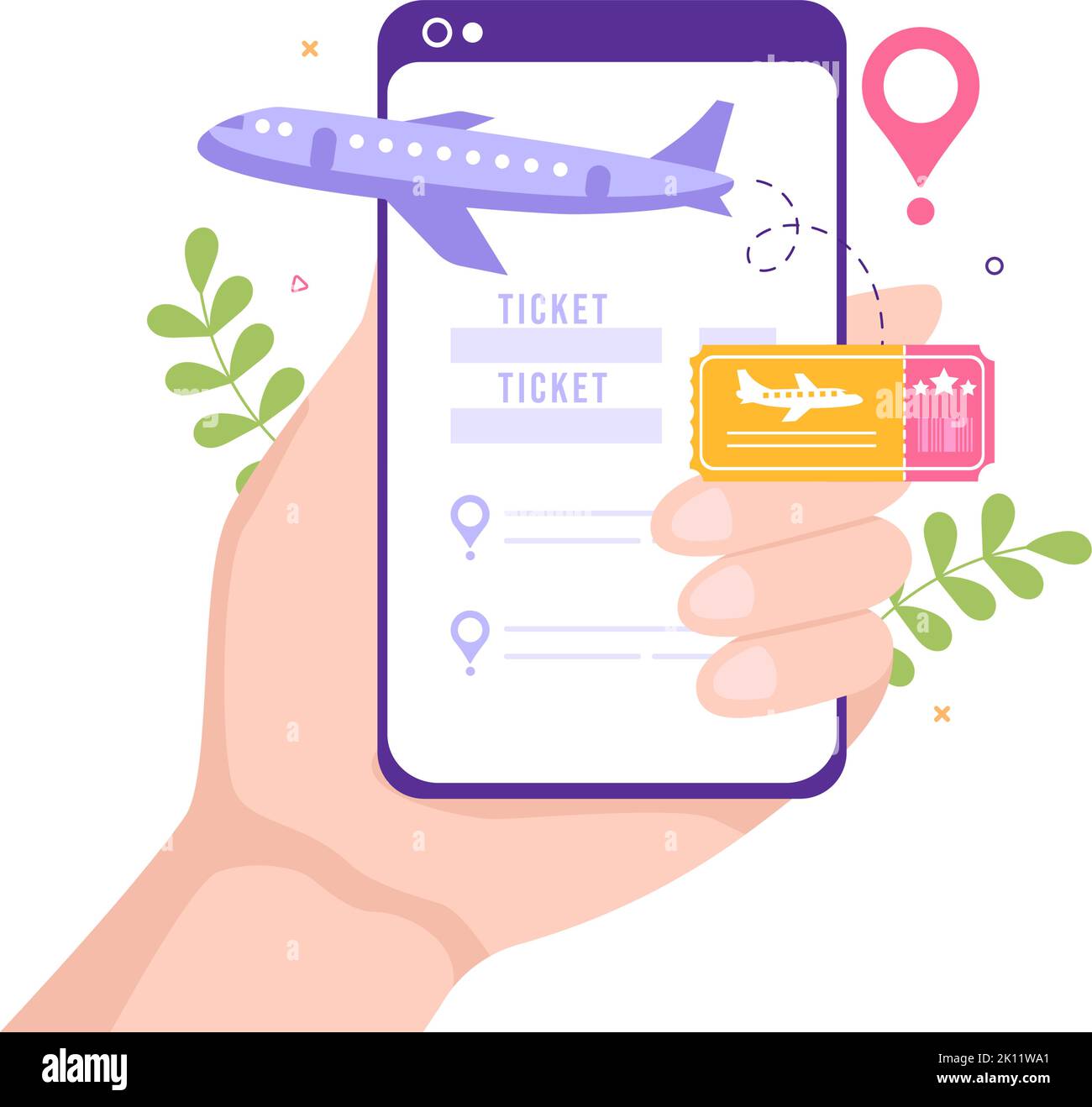 Ticket Travel Online Booking Service App on Smartphone Template Hand ...