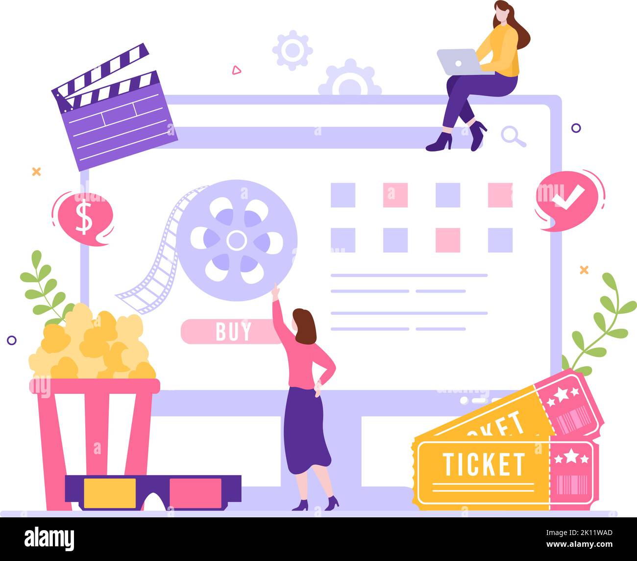 Cinema Ticket Movie for Film Entertainment, Popcorn and Strip ...