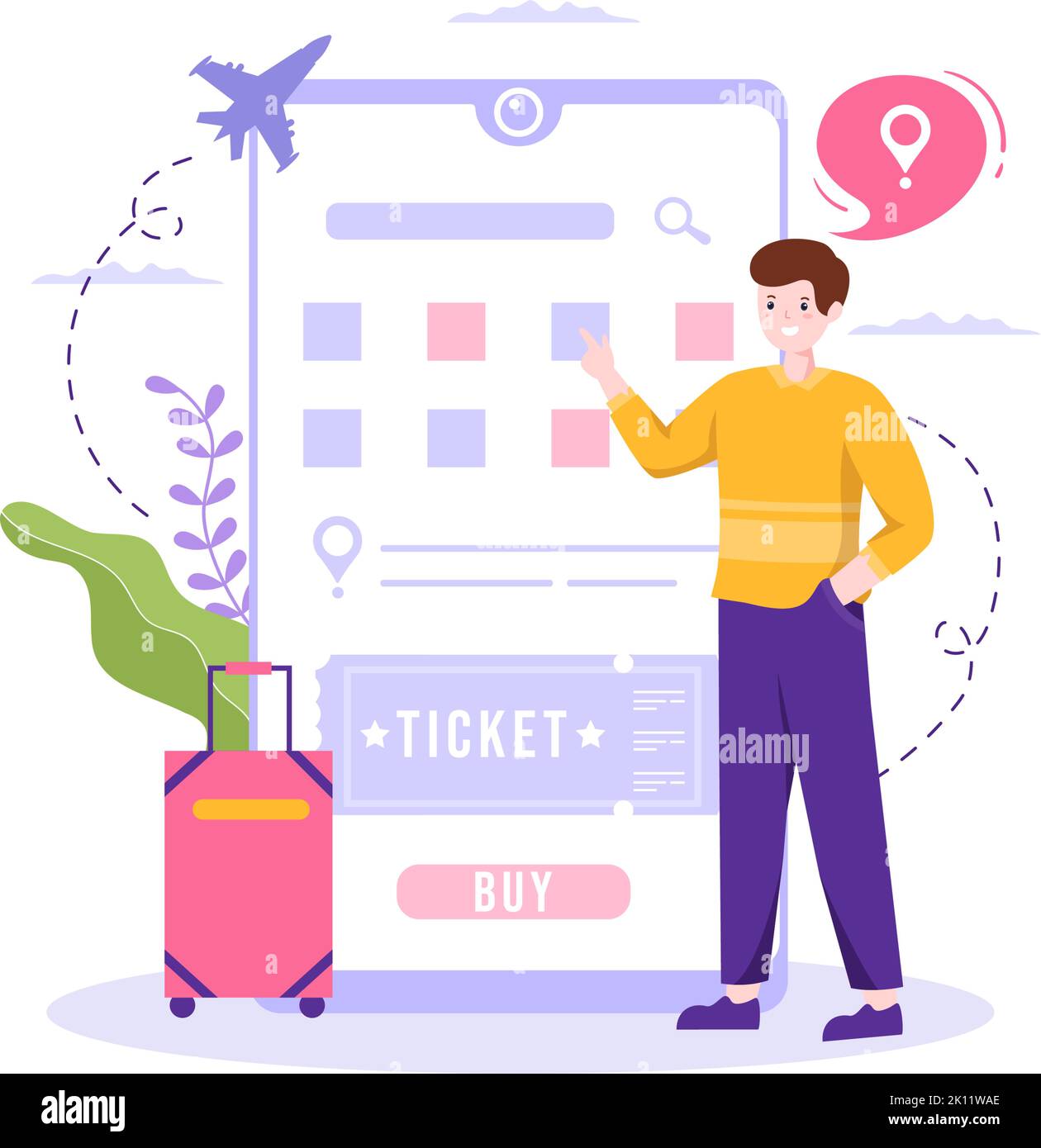 Ticket Travel Online Booking Service App on Smartphone Template Hand ...