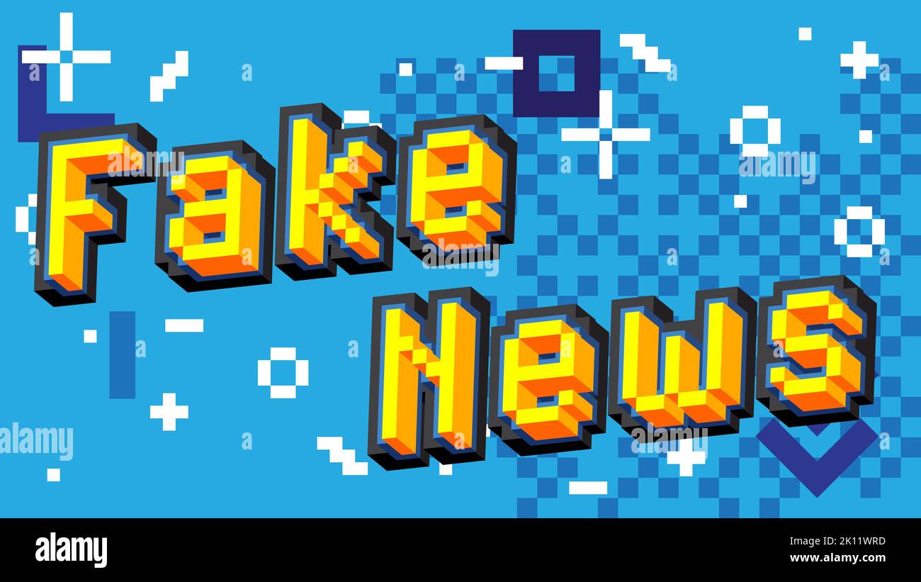 Fake News. Pixelated word with geometric graphic background. Vector ...