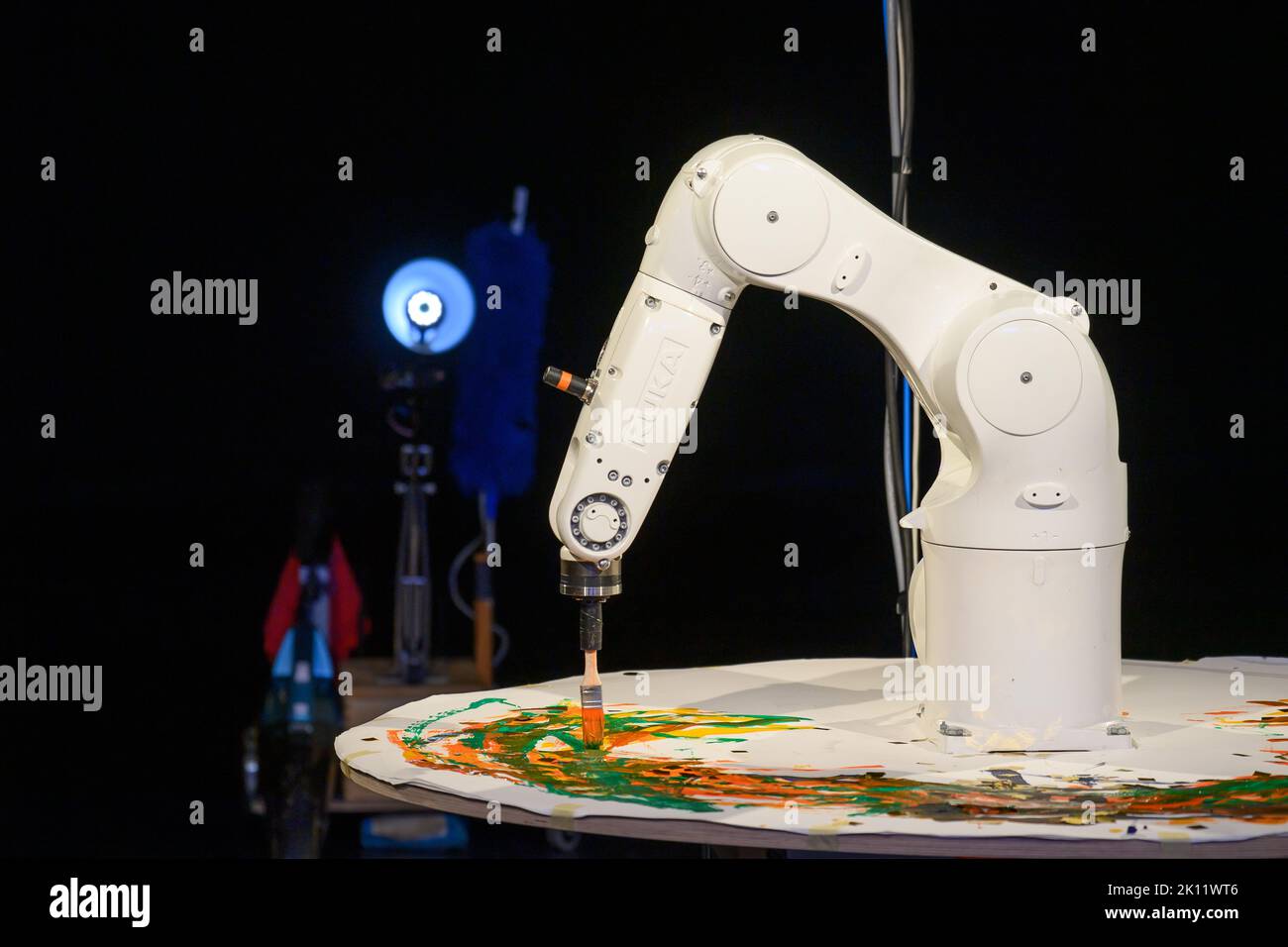 14 September 2022, Saxony-Anhalt, Magdeburg: The cleaning robot ...