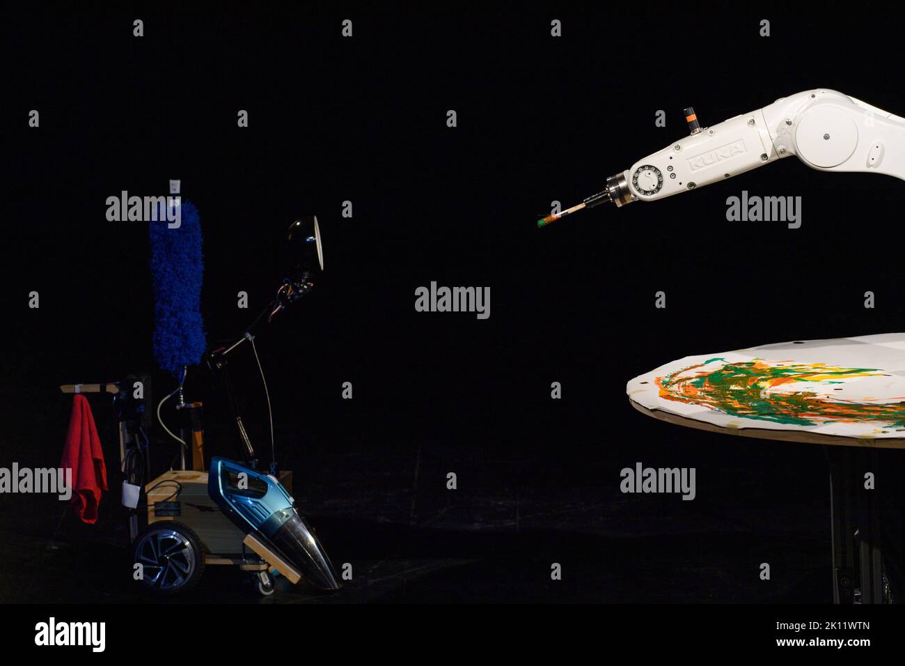 14 September 2022, Saxony-Anhalt, Magdeburg: The cleaning robot ...