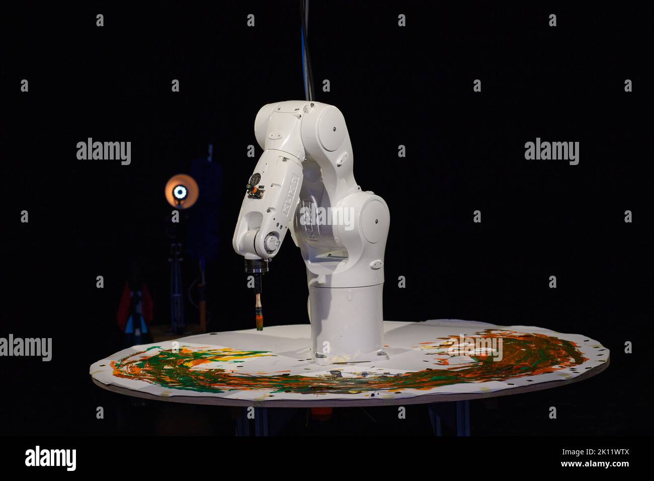 14 September 2022, Saxony-Anhalt, Magdeburg: The cleaning robot ...