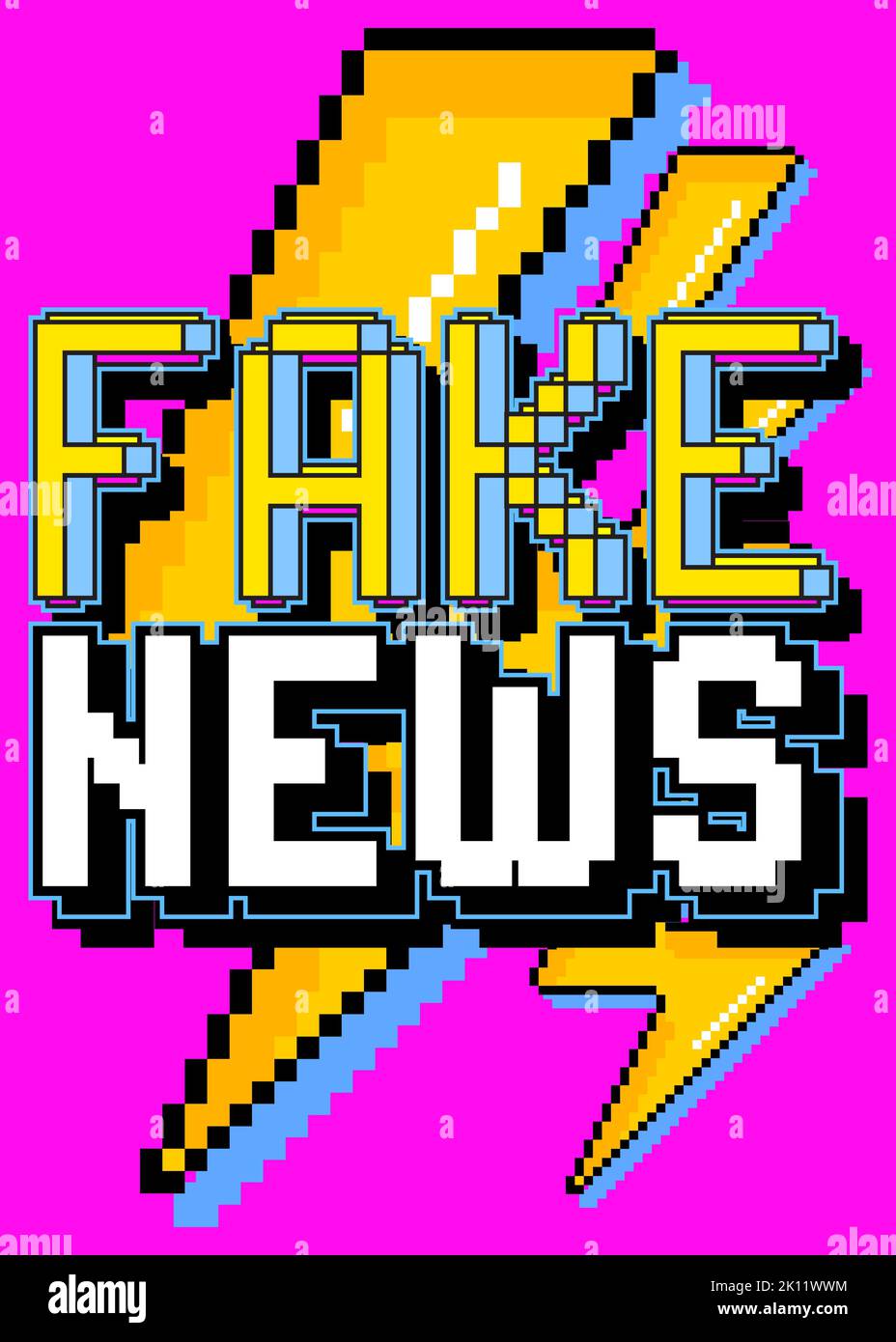 Fake News. Pixelated word with geometric graphic background. Vector ...