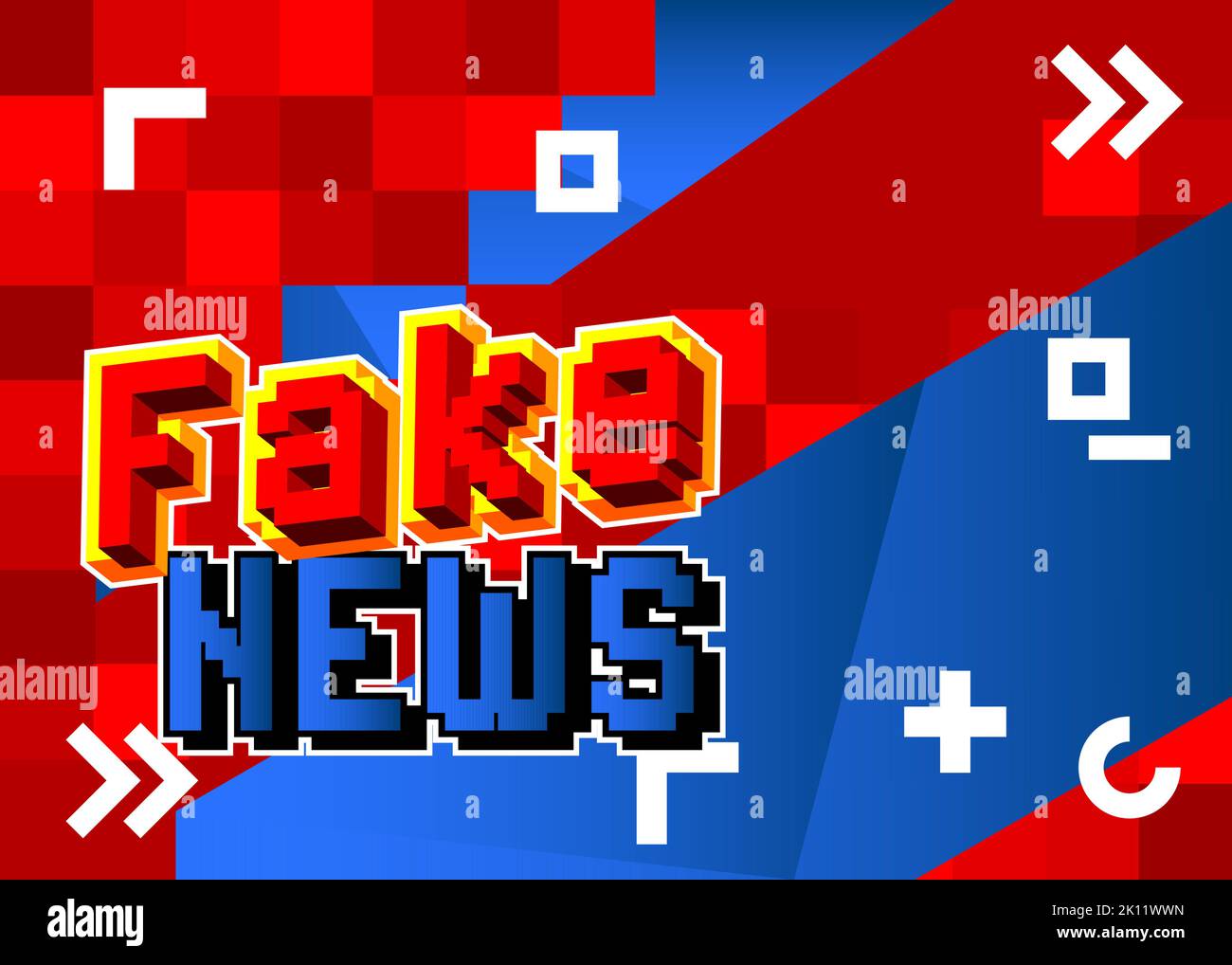 Fake News. Pixelated word with geometric graphic background. Vector ...