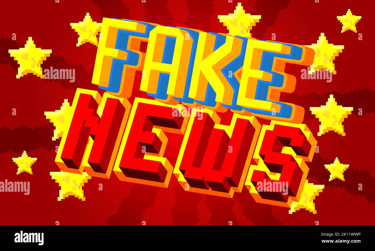 Fake News. Pixelated word with geometric graphic background. Vector ...